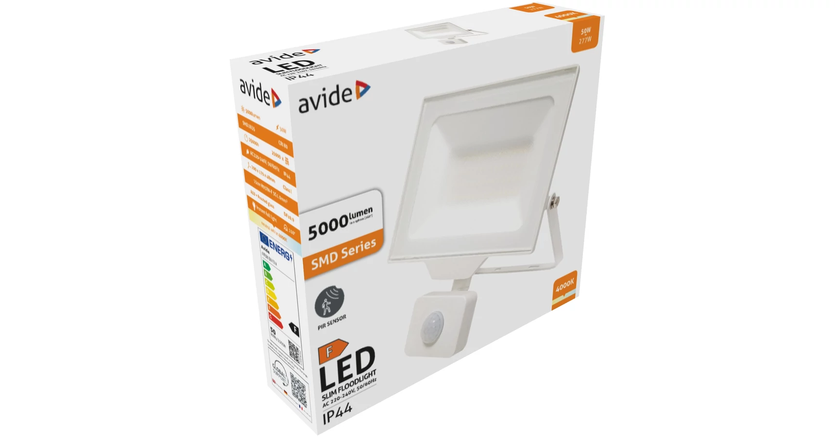 Avide LED opál Reflektor SMD 50W NW 4000K Mozgásérzékelős, 5000 lumen