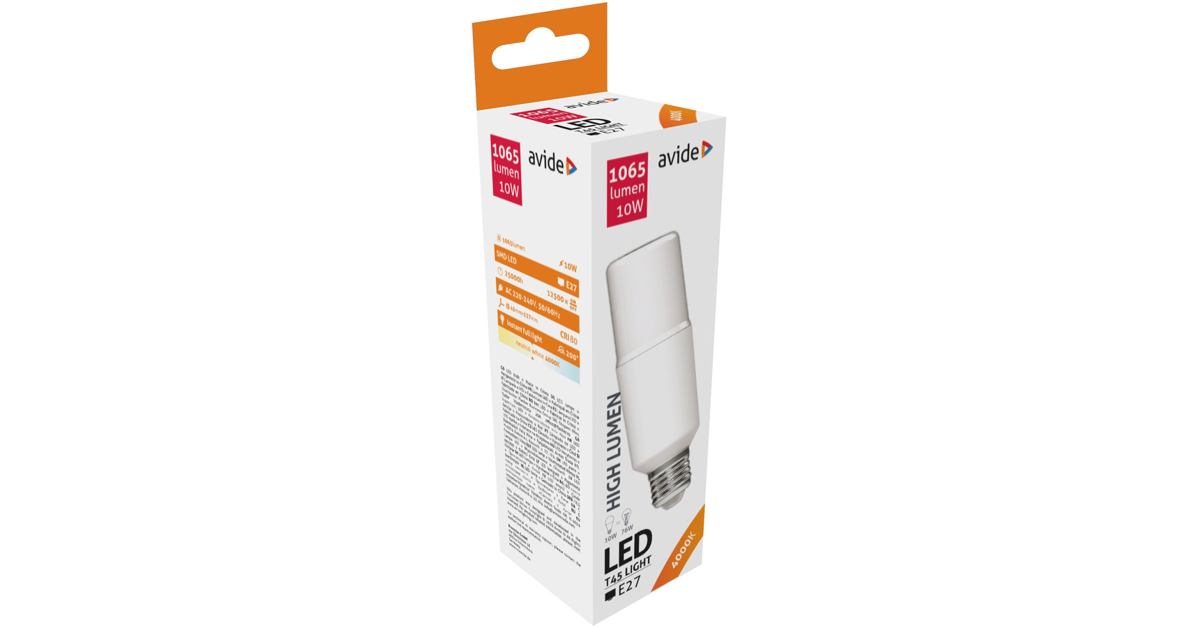 Avide LED Bright Stick izzó, T45, 10W, E27, NW, 4000K, 1065 lumen